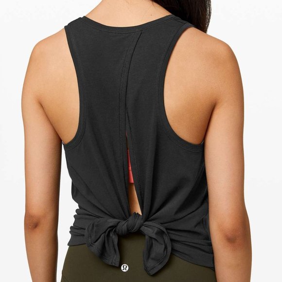 lululemon athletica | Tops | Lululemon All Tied Up Black Open Back ...